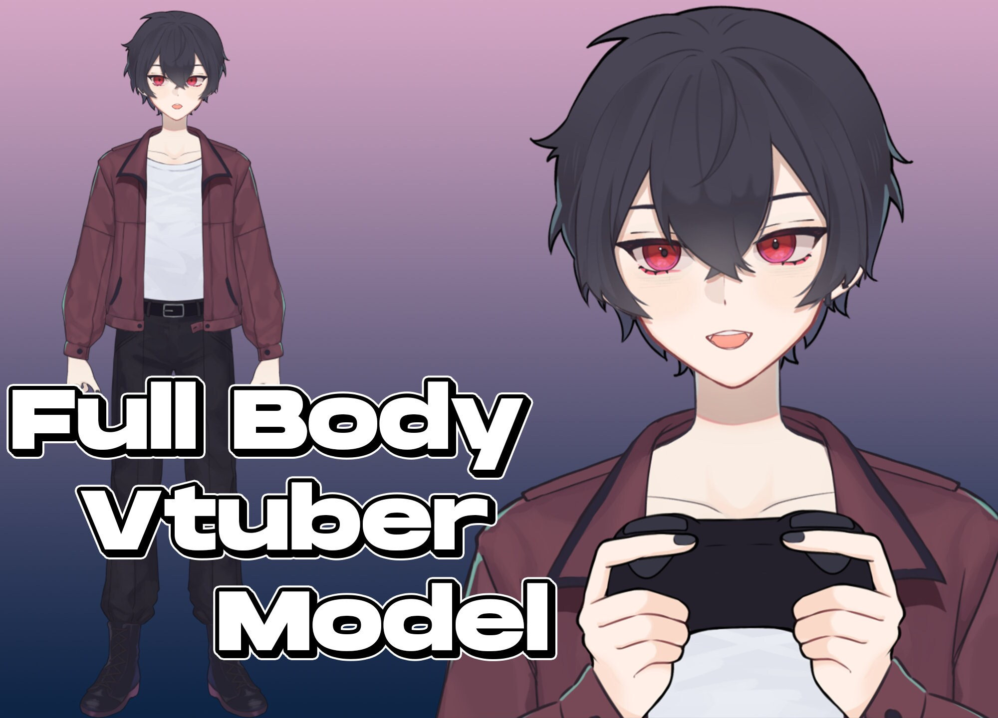 Modelo masculino de Vtuber equipado con 10 gestos y streaming pfp ...