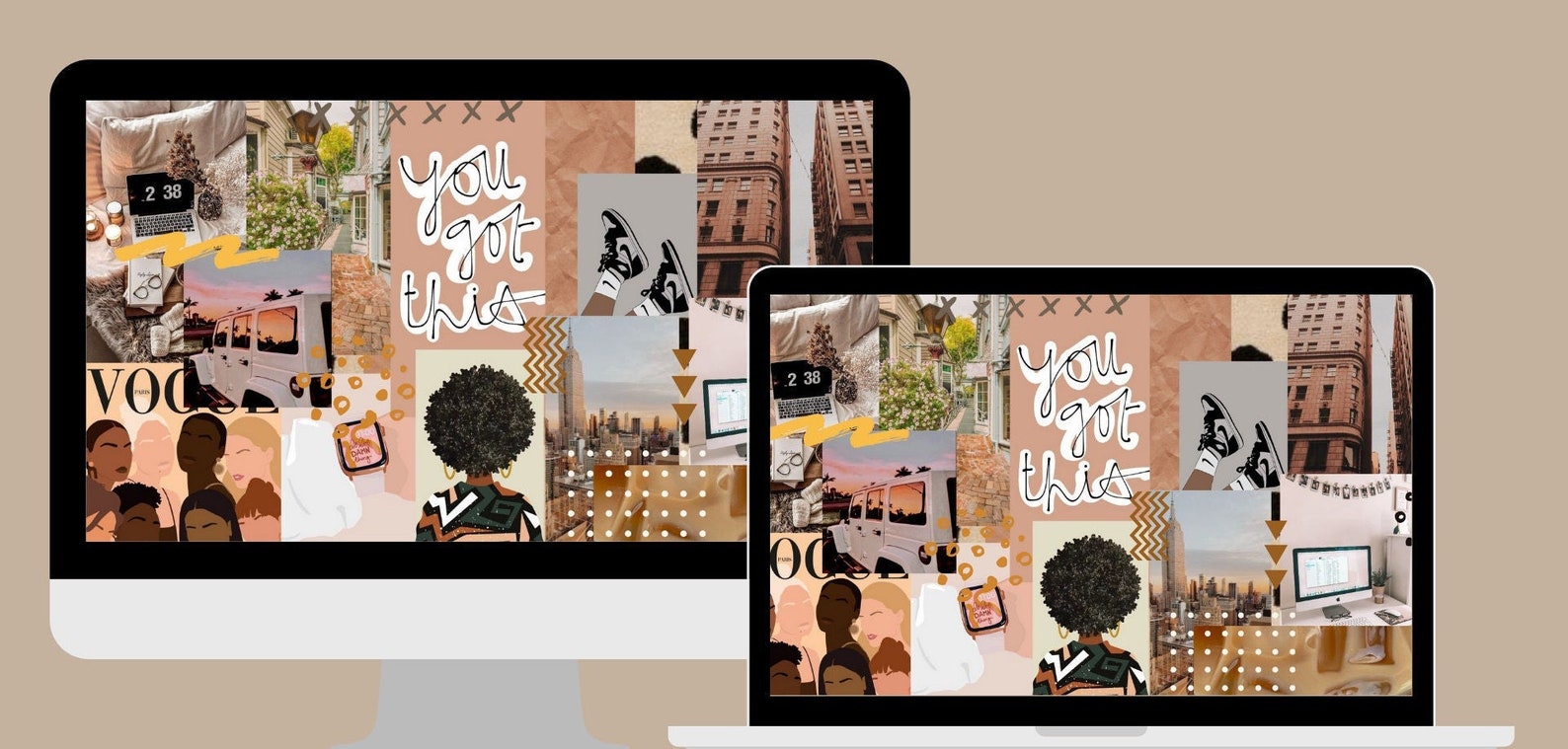 Neutral Collage Desktop Wallpaper - Etsy