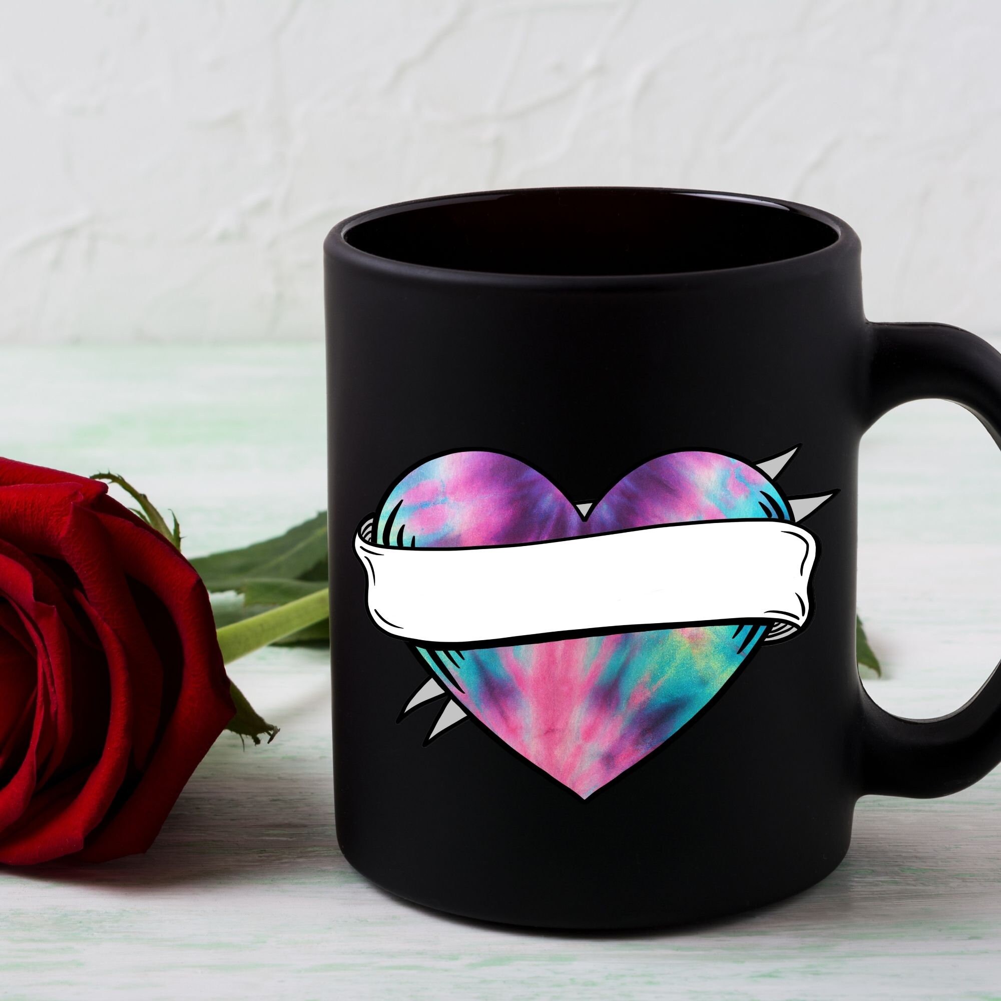 Commercial Use Tie Dye Tattoo Heart PNG Bundle, Tie Dye Heart PNG ...