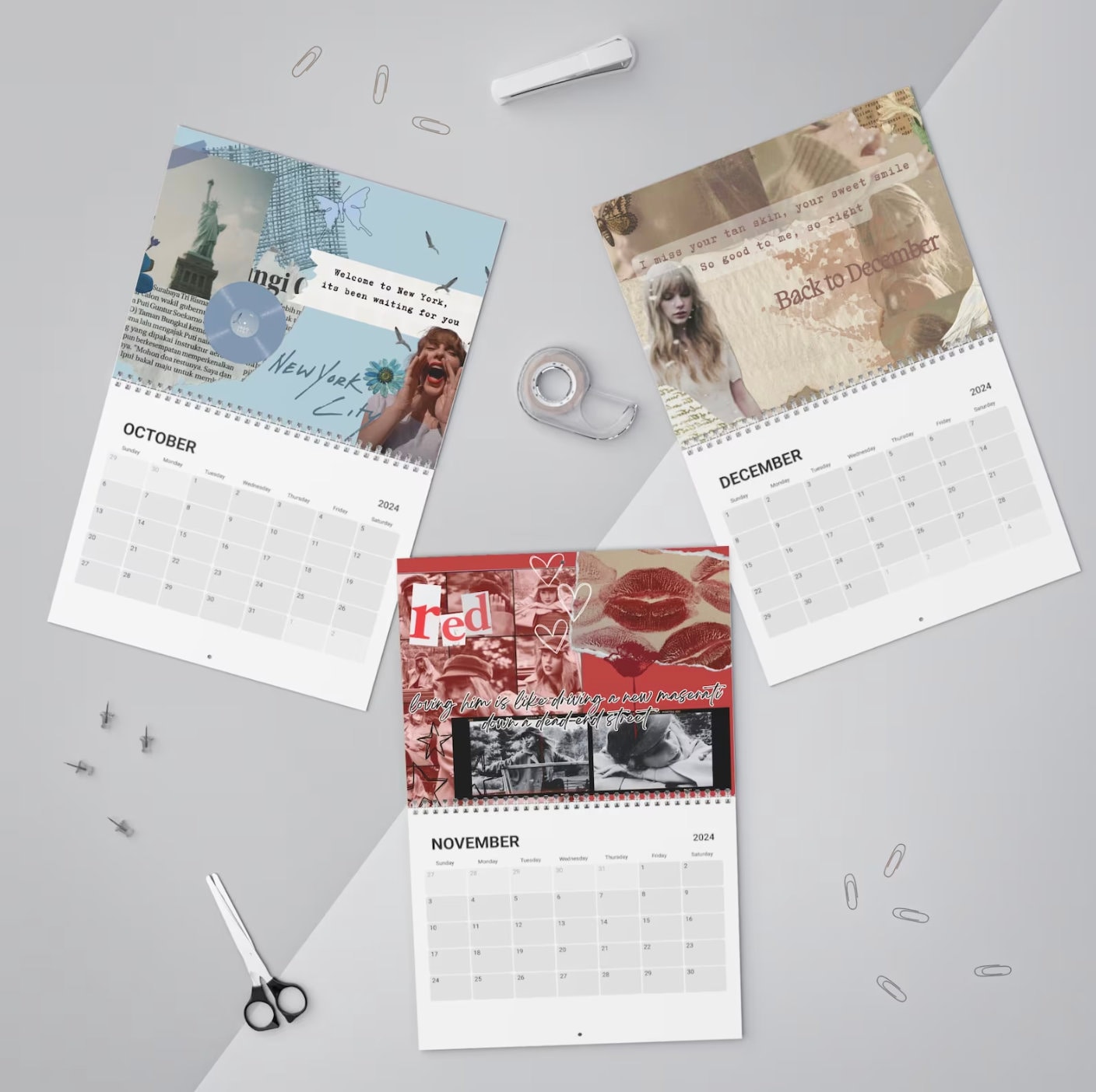 TAYLOR SWIFTIE Calendar, Eras Tour 2024 Wall Calendar, Swiftie Merch ...