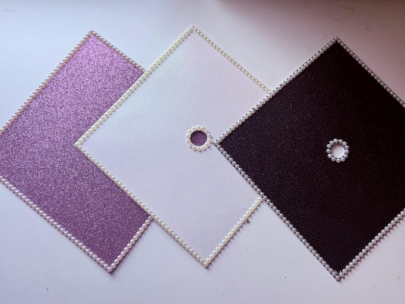 Glitter and Pearl-encrusted Graduation Cap Topper Base With Pre-cut ...