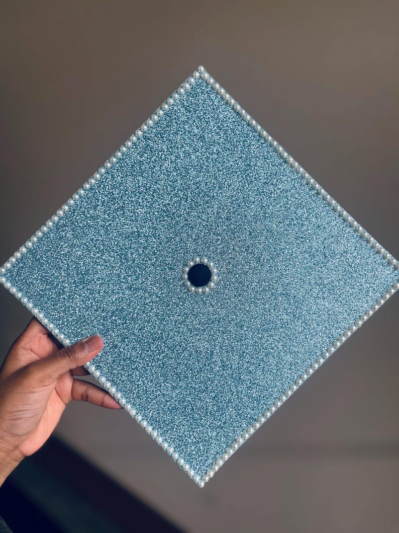 Glitter and Pearl-encrusted Graduation Cap Topper Base With Pre-cut ...