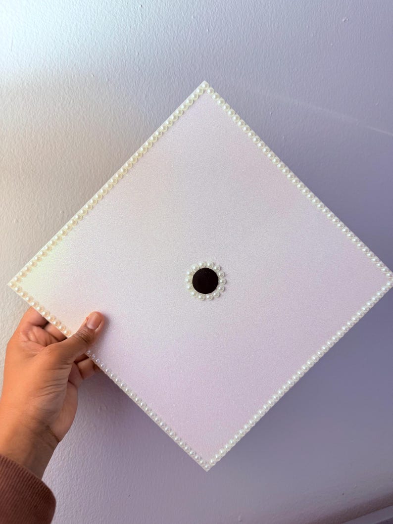 Glitter and Pearl-encrusted Graduation Cap Topper Base With Pre-cut ...