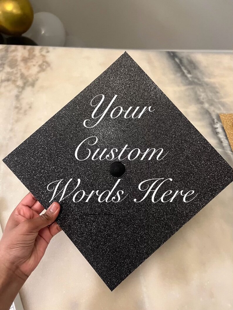 Your Custom Words Graduation Cap Topper Base, DIY Glitter Graduation ...