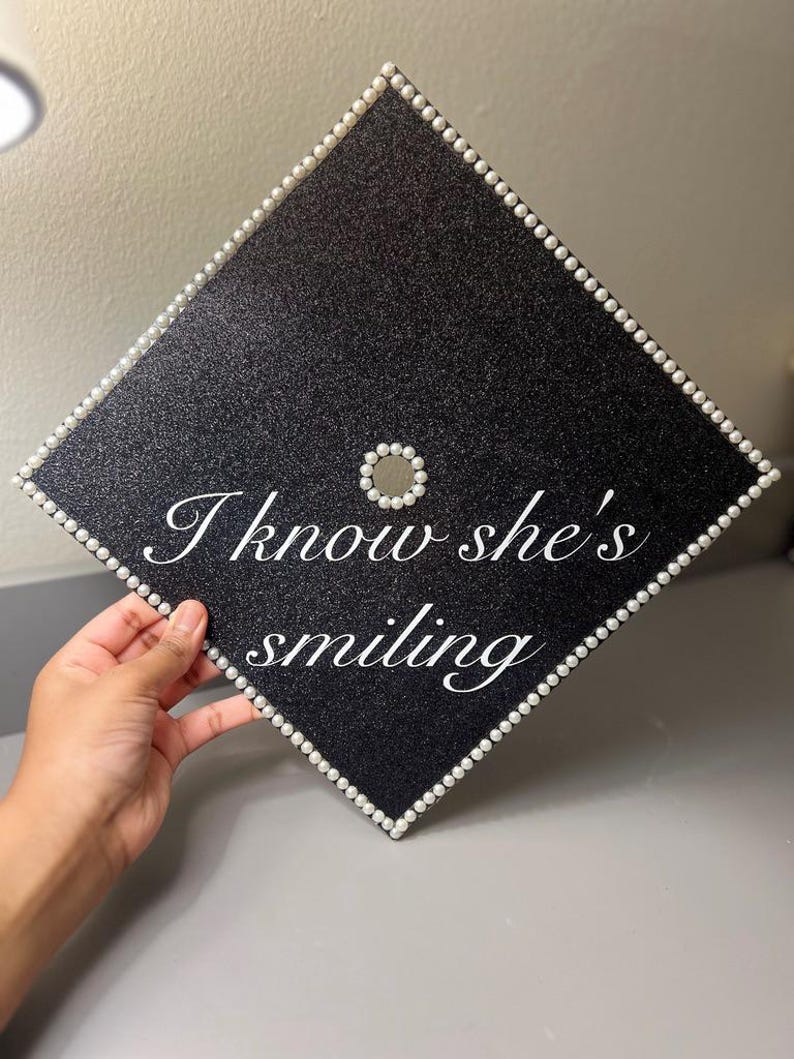 Personalized Glitter Graduation Cap Topper | Pearl-encrusted DIY Grad ...