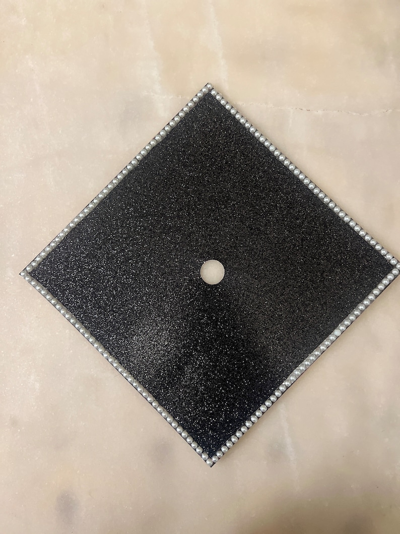 Glitter and Pearl-encrusted Graduation Cap Topper Base With Pre-cut ...