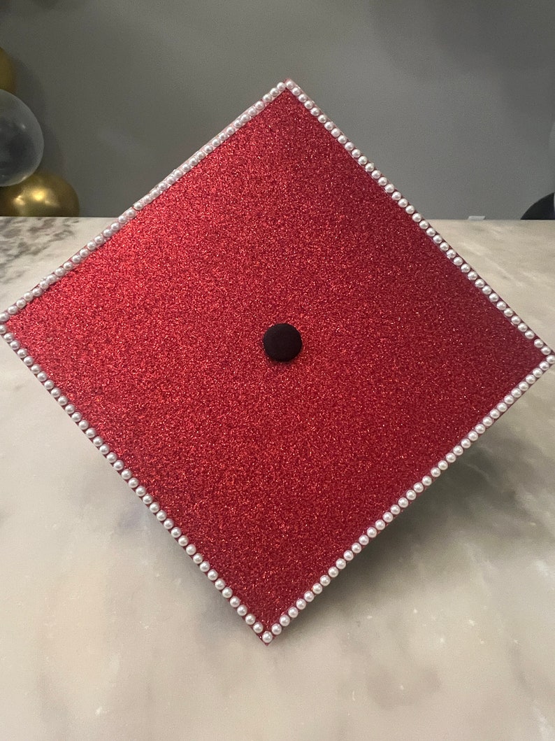 Glitter and Pearl-encrusted Graduation Cap Topper Base With Pre-cut ...
