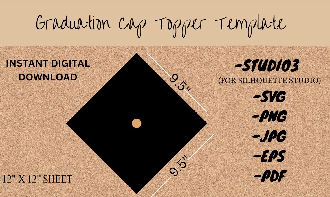 Graduation Cap Topper Template, Blank Graduation Cap Topper, Grad Cap ...