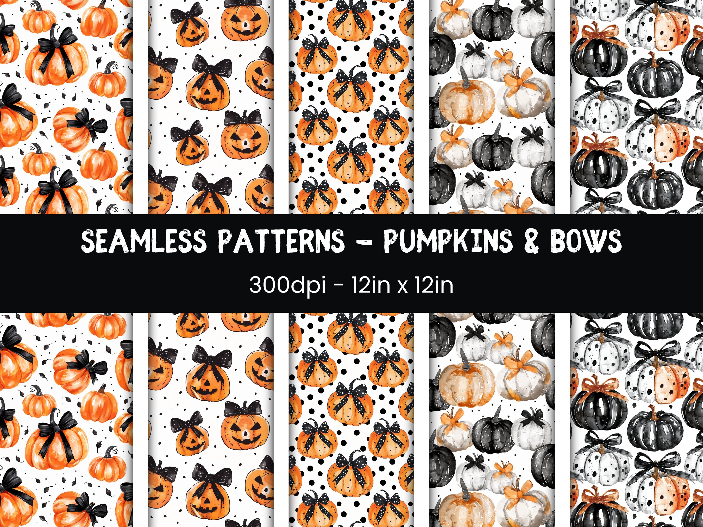 Halloween SEAMLESS Patterns - Halloween Digital Paper - 12x12 - Digital ...