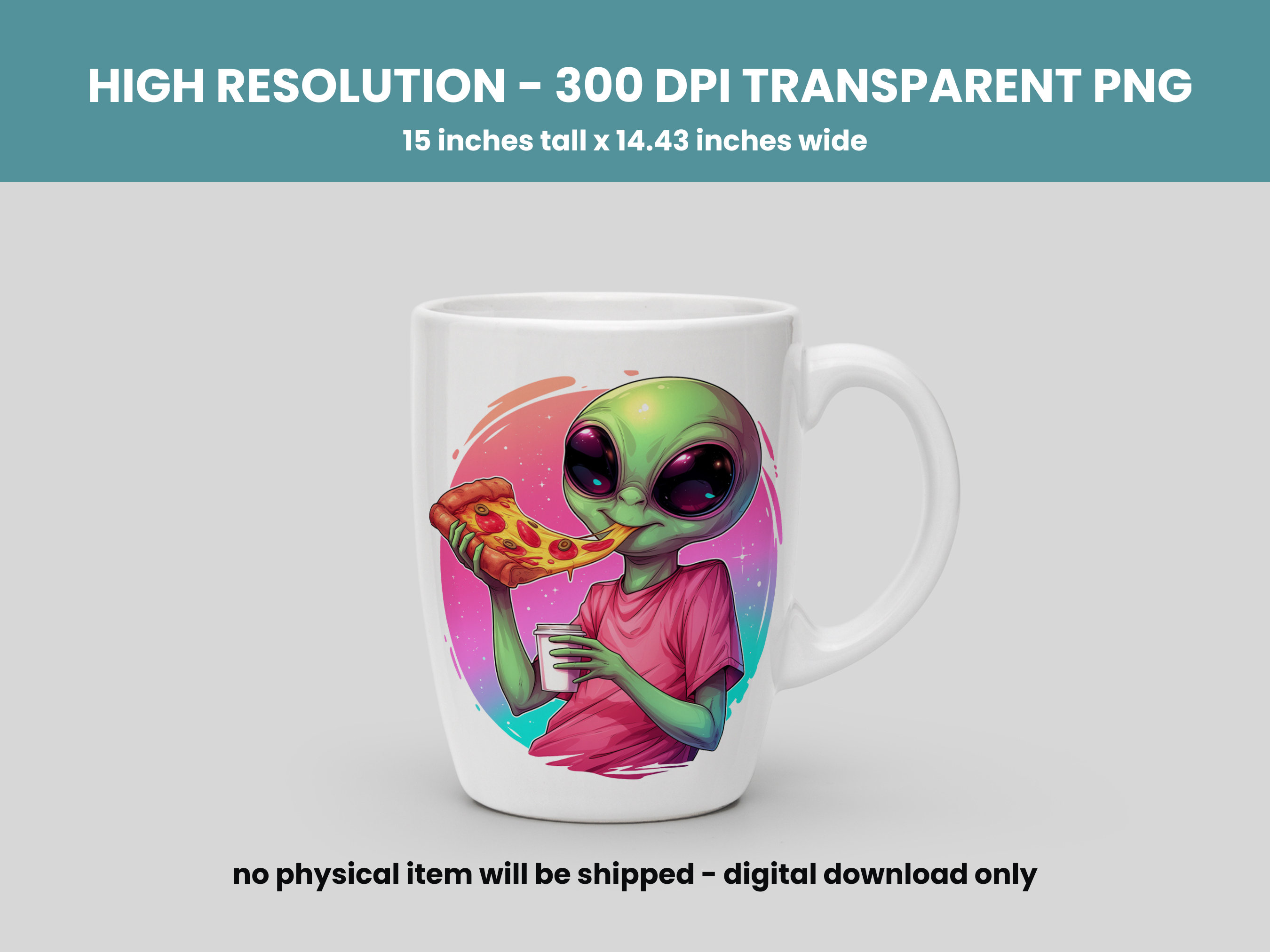 Cute Alien Eating Pizza Clipart, Cartoon Galaxy Pizza Lover Alien PNG ...