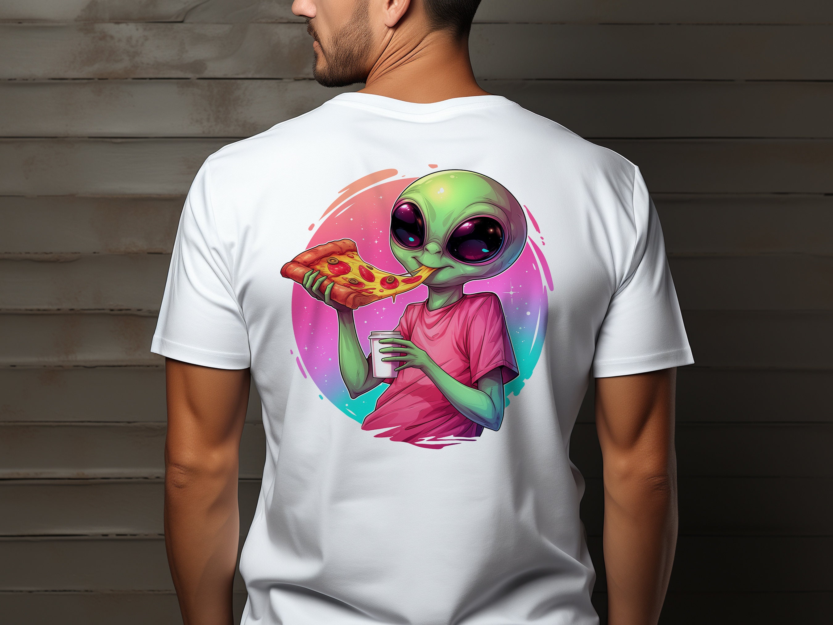 Cute Alien Eating Pizza Clipart, Cartoon Galaxy Pizza Lover Alien PNG ...