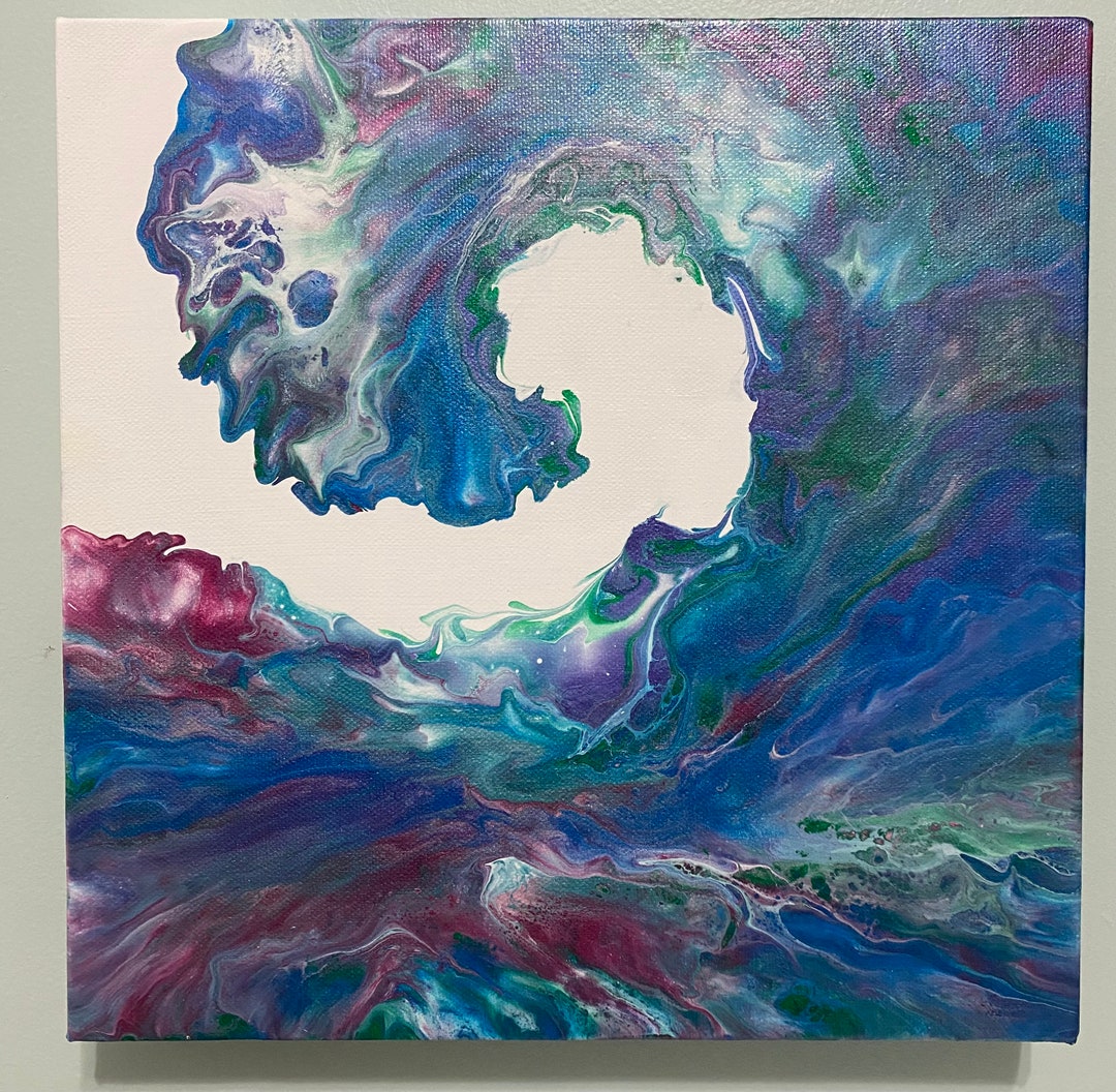 12X12 Shimmer Wave Acrylic Pour Painting || Ocean Wave || Fluid Art ...