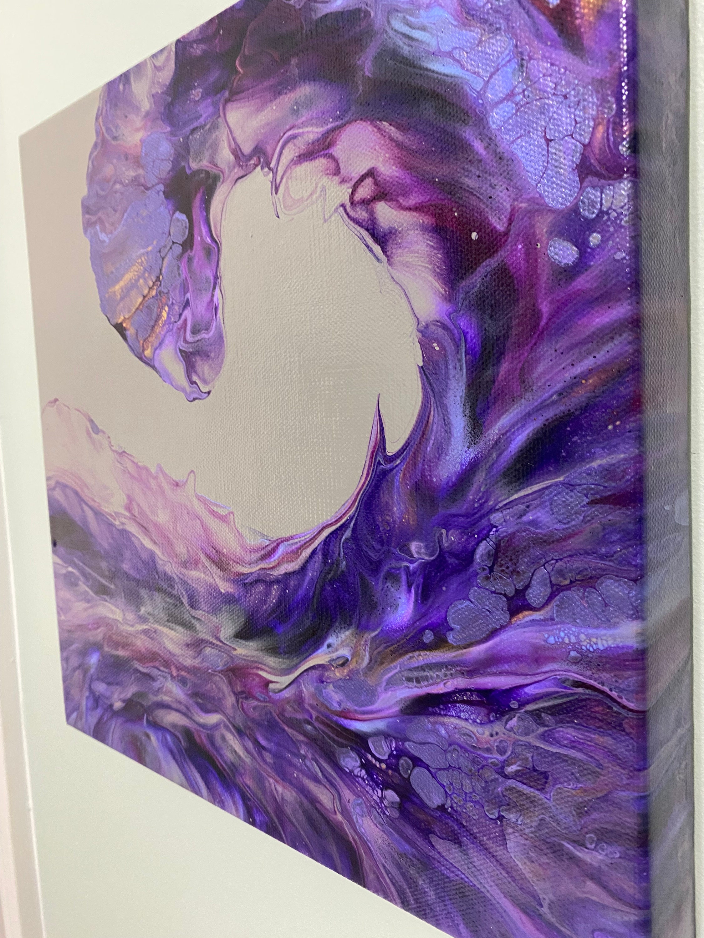 12X12 Purple Wave Acrylic Pour Painting Fluid Art Ocean Art Abstract ...