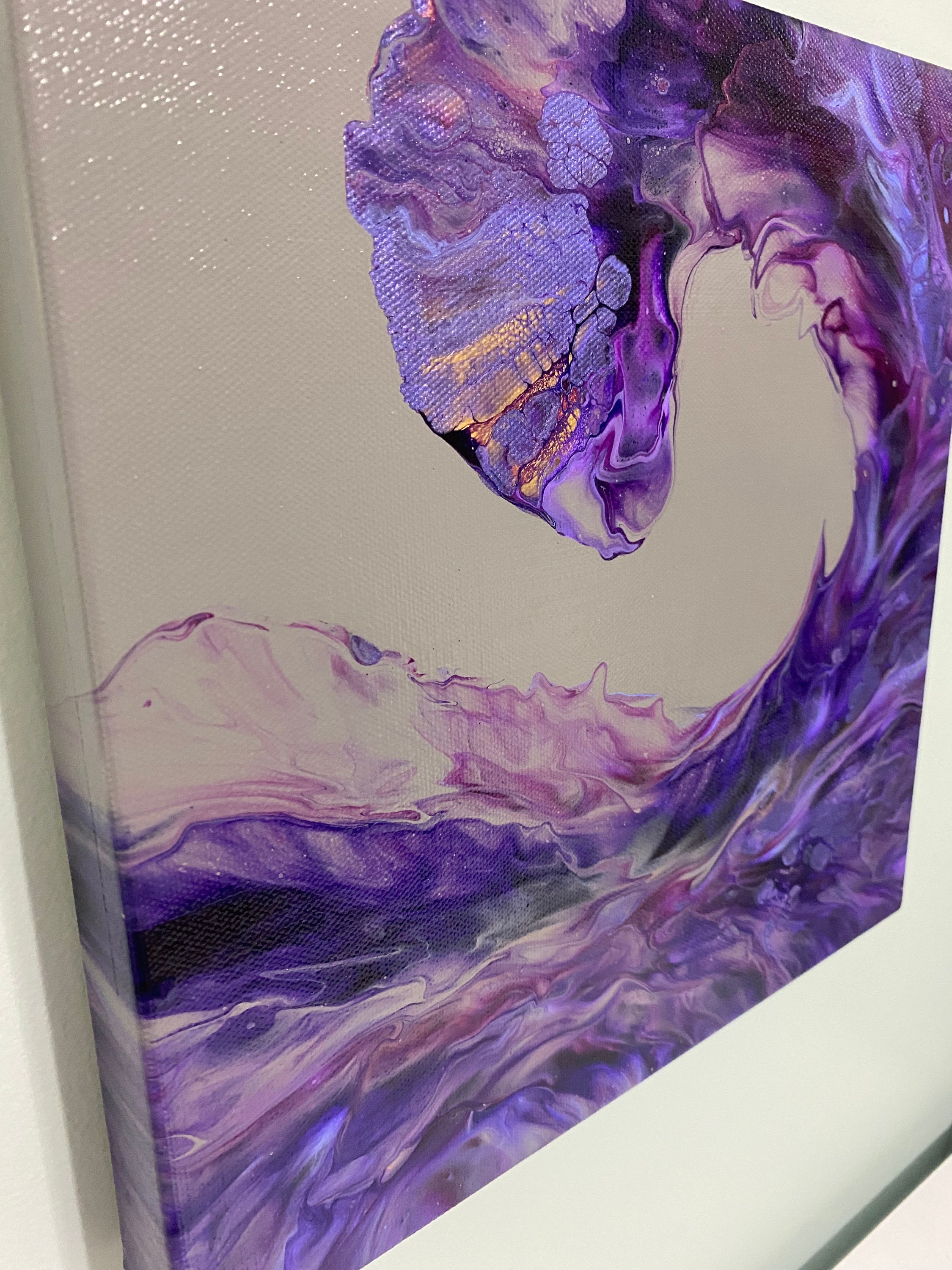 12X12 Purple Wave Acrylic Pour Painting Fluid Art Ocean Art Abstract ...