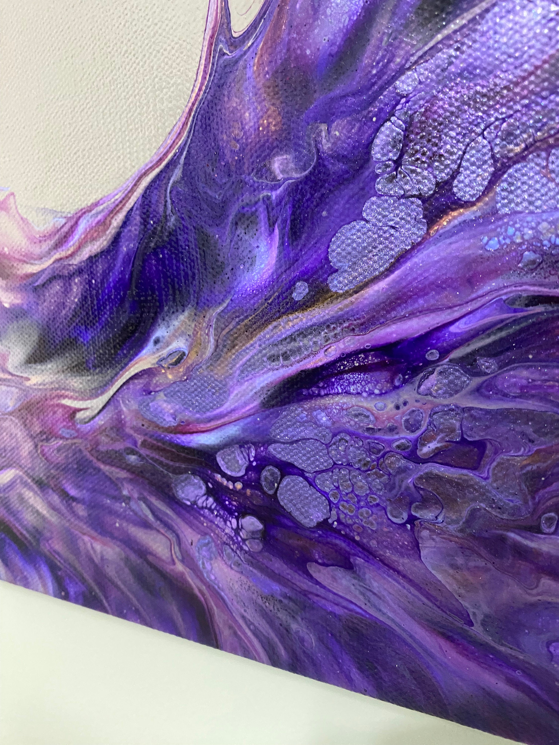12X12 Purple Wave Acrylic Pour Painting Fluid Art Ocean Art Abstract ...