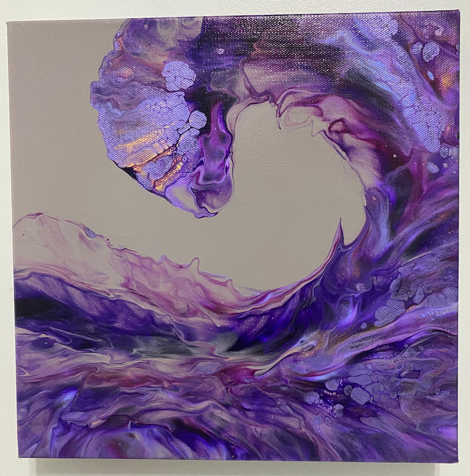 12X12 Purple Wave Acrylic Pour Painting Fluid Art Ocean Art Abstract ...