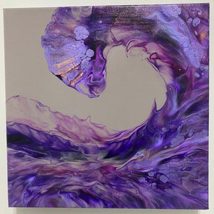 12X12 Purple Wave Acrylic Pour Painting || Fluid Art || Ocean Art ...