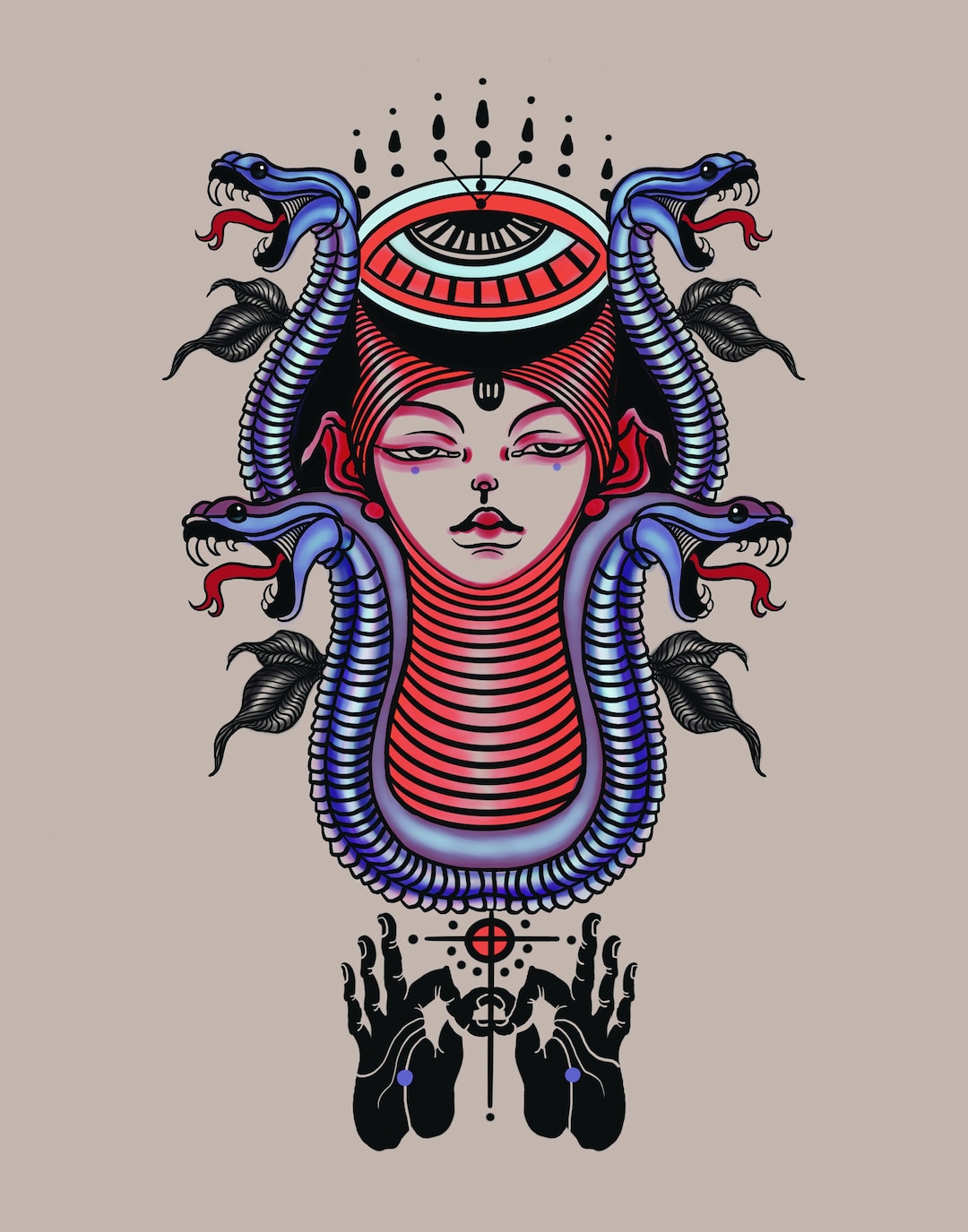 Snake Goddess Art Print - Etsy