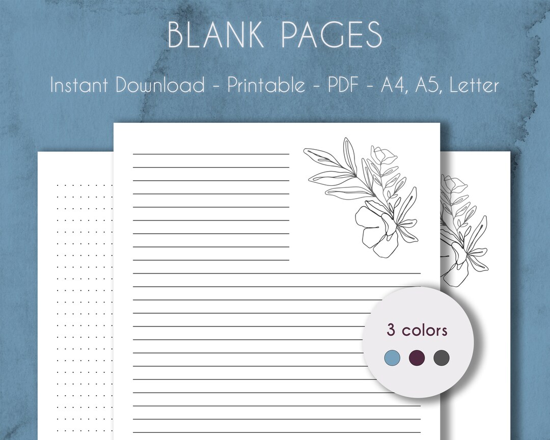 Blank Journal Pages | Printable | Instant Download PDF - Etsy