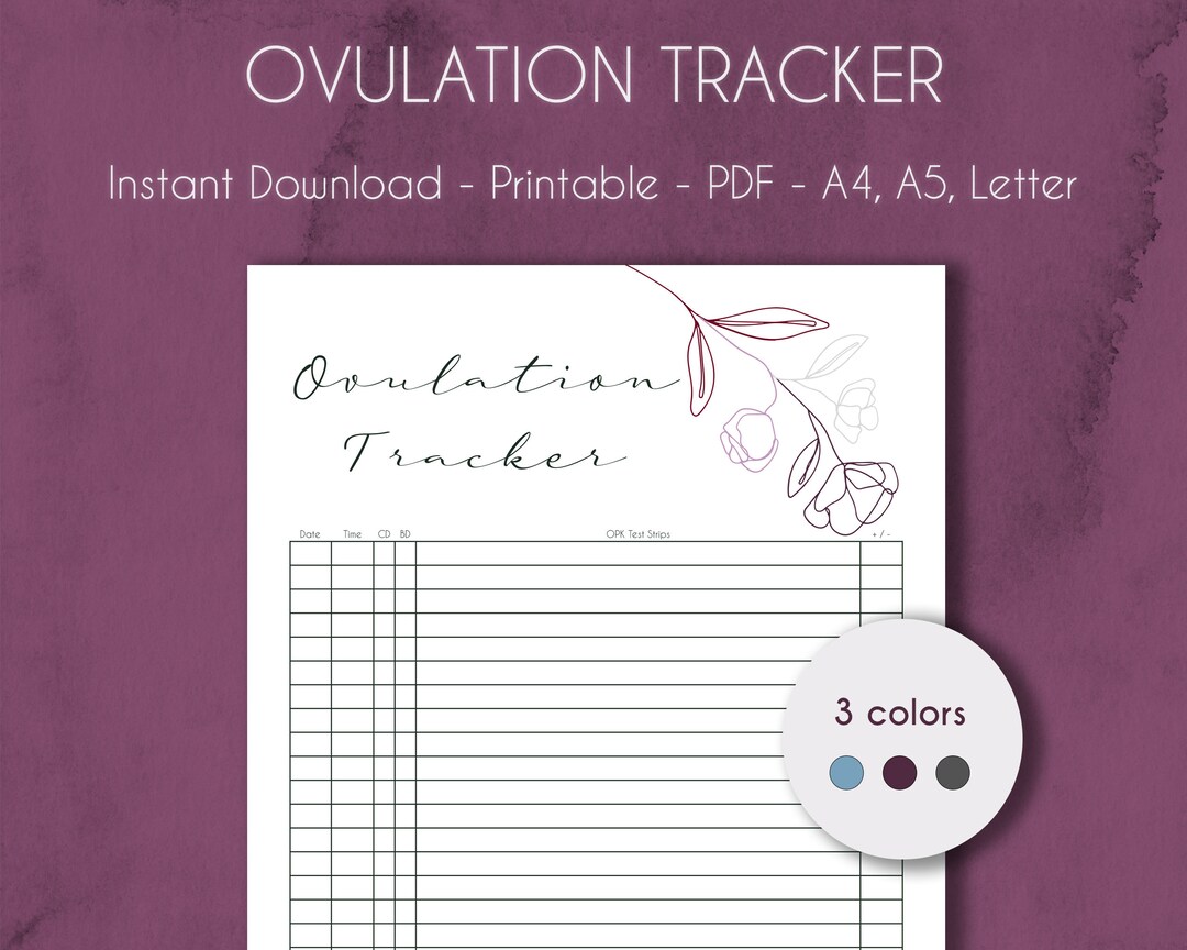 Ovulation Tracker PRINTABLE | OPK Tracker | A4, A5 & Letter | PDF | Instant Download - Etsy UK