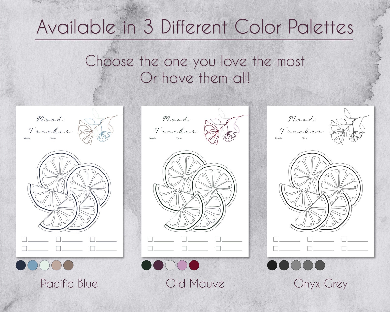 Mood Tracker Bundle PRINTABLE Line Art Flower 12 Mood Charts - Etsy
