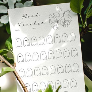 Mood Tracker Ghosts PRINTABLE Line Art Flower | Mood Chart | A4, A5 ...
