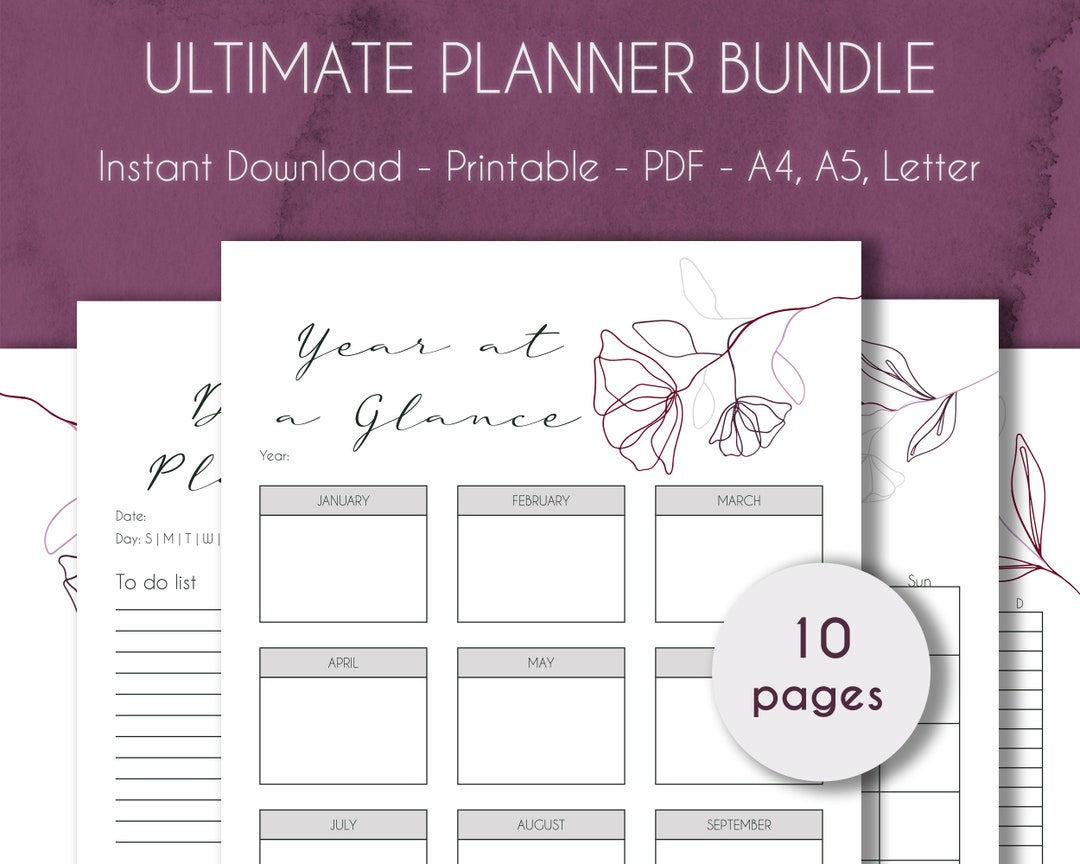 Planner Bundle: Daily, Weekly, Monthly | Printable | Instant Download ...