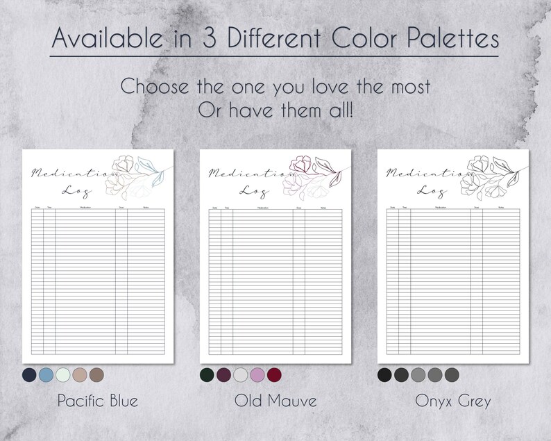 Medication Log PRINTABLE Line Art Flower| Pill Tracker | A4, A5 ...