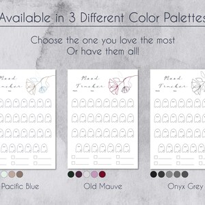 Mood Tracker Ghosts PRINTABLE Line Art Flower Mood Chart A4, A5 ...