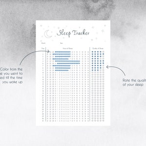 Sleep Tracker PRINTABLE Moon and Stars| Sleep Journal | Monthly Sleep ...