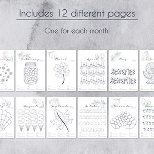 Monthly Mood Tracker PRINTABLE Line Art Flower| Mood Tracker Bundle ...