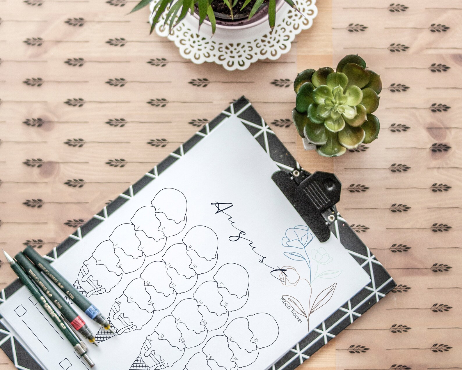 Monthly Mood Tracker PRINTABLE Line Art Flower Mood Tracker - Etsy
