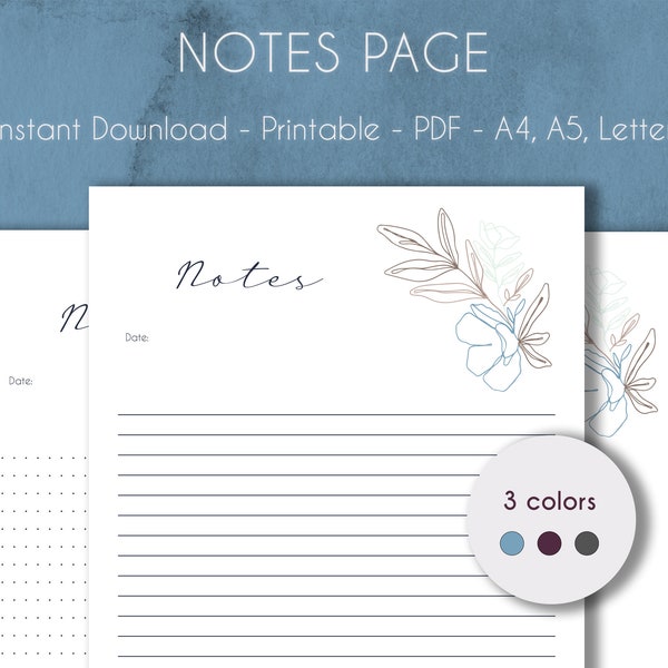 Notes Page Printable - Etsy