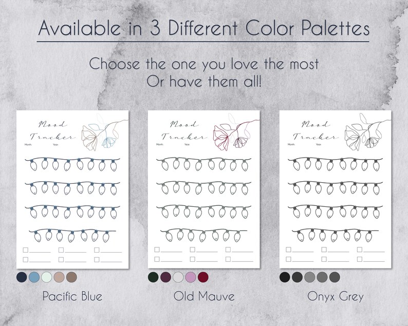 Mood Tracker Christmas Lights PRINTABLE Line Art Flower Mood Chart A4 ...