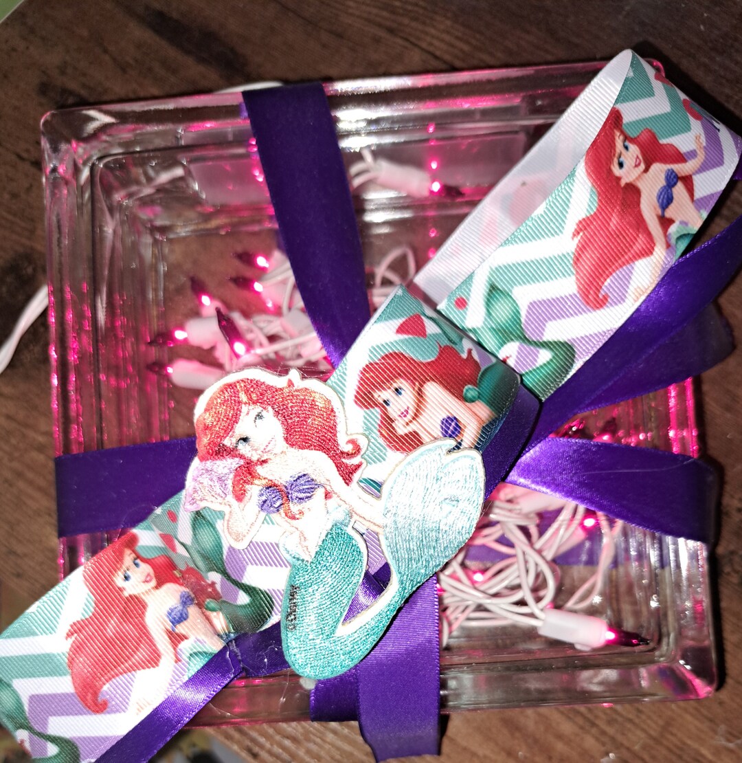 The Little Mermaid Light up Glass Block - Etsy