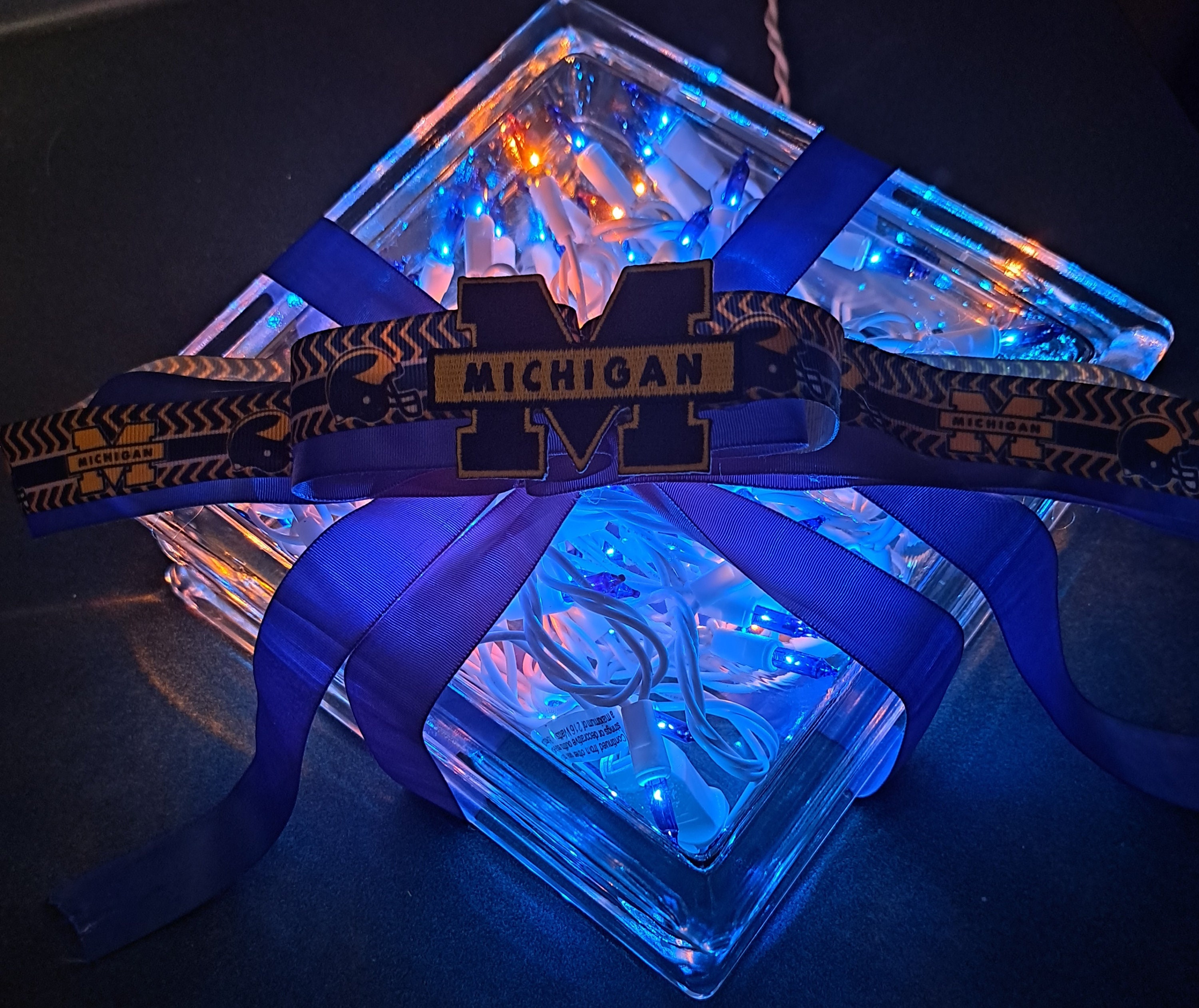 University of Michigan Light up Glass Block - Etsy