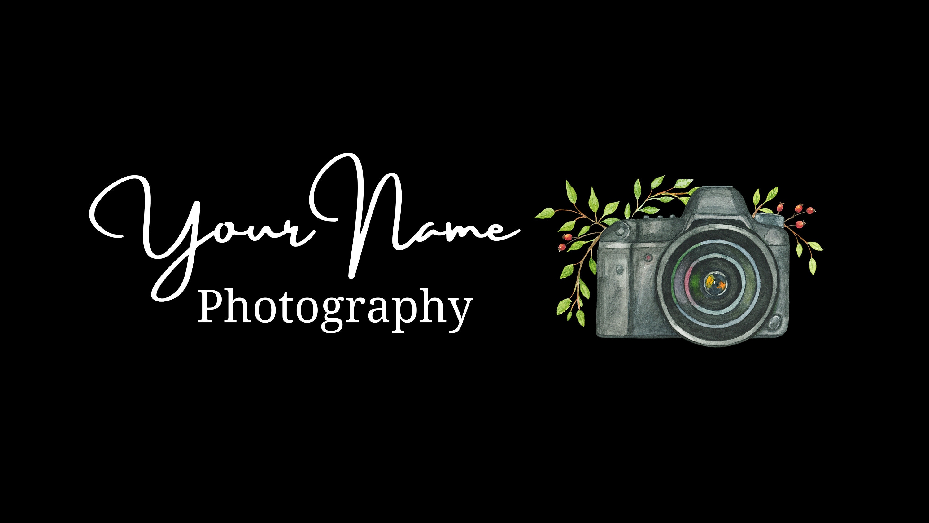 7 Premade Logo Designs, Black DSLR Camera Logo With Green Branches ...