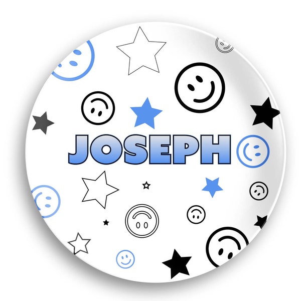 Blue Smiley Face Plate - Etsy