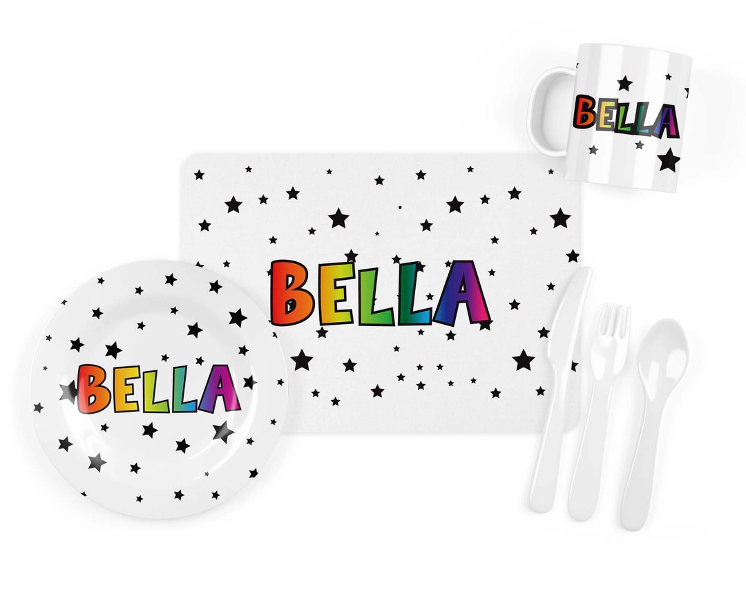 Personalized Star Rainbow Name Plate Custom Name Plate Kids Dinnerware ...