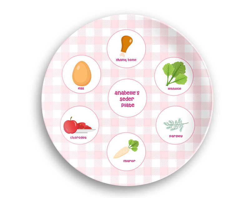 Personalized Seder Plate Gingham Custom Name Plate Kids - Etsy