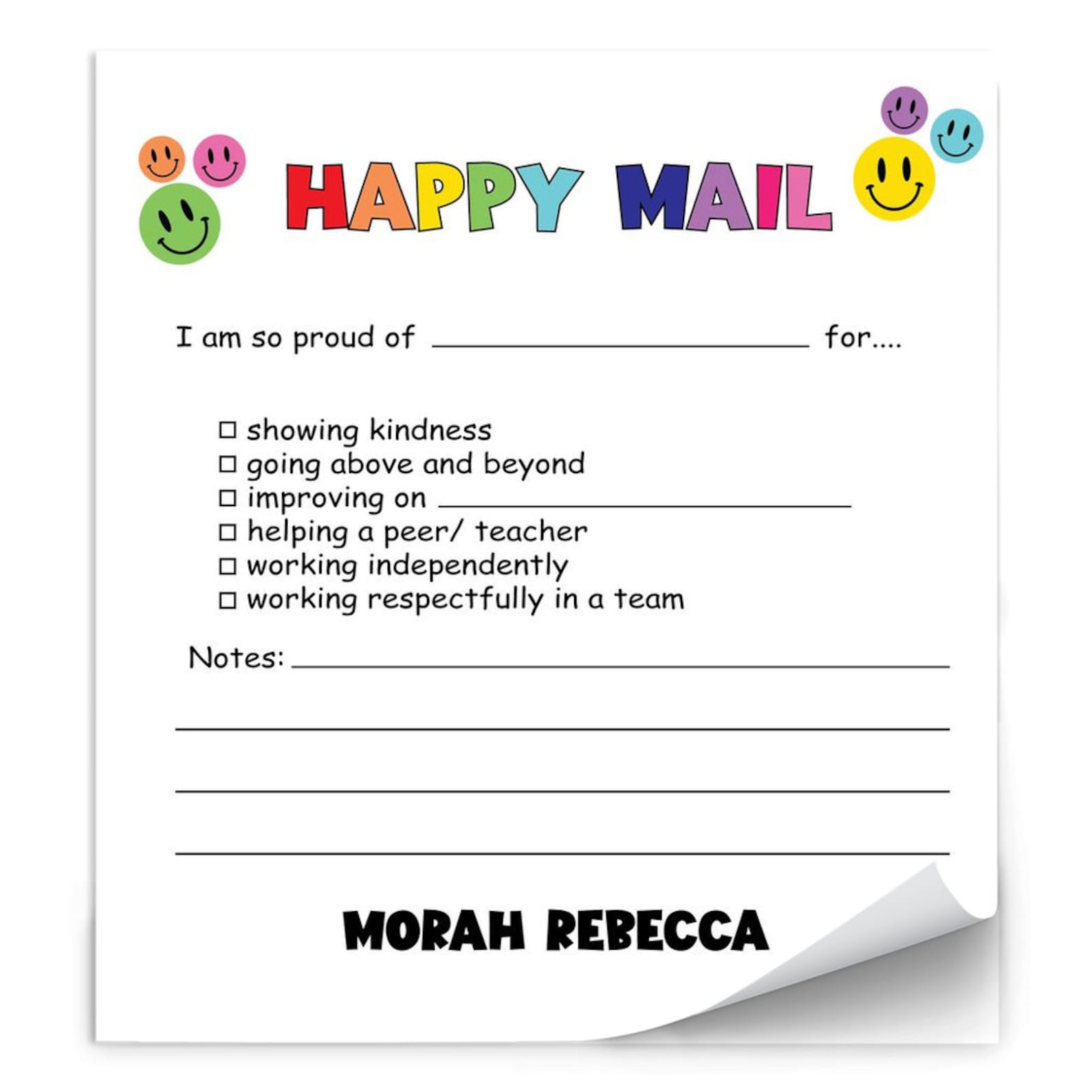 PRINTED Customizable Teacher Notepad Note From Teacher Teacher Brag ...