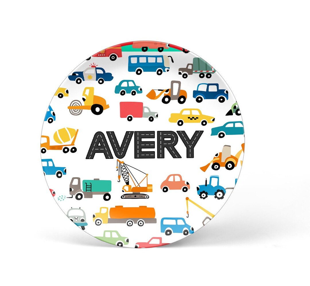 Personalized Cars Custom Name Plate Kids Dinnerware Set Plate, Bowl ...