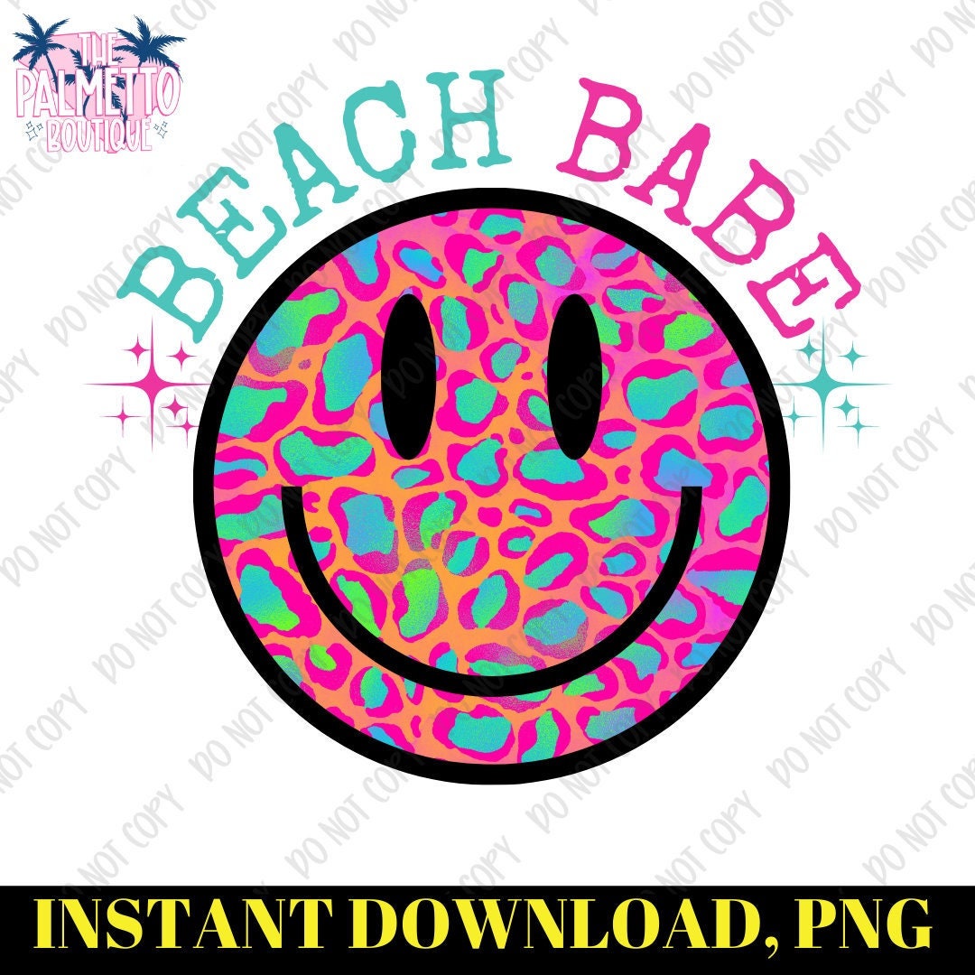 Beach Babe Png, Summer Png, Retro Png, Vintage Summer Png, Leopard ...