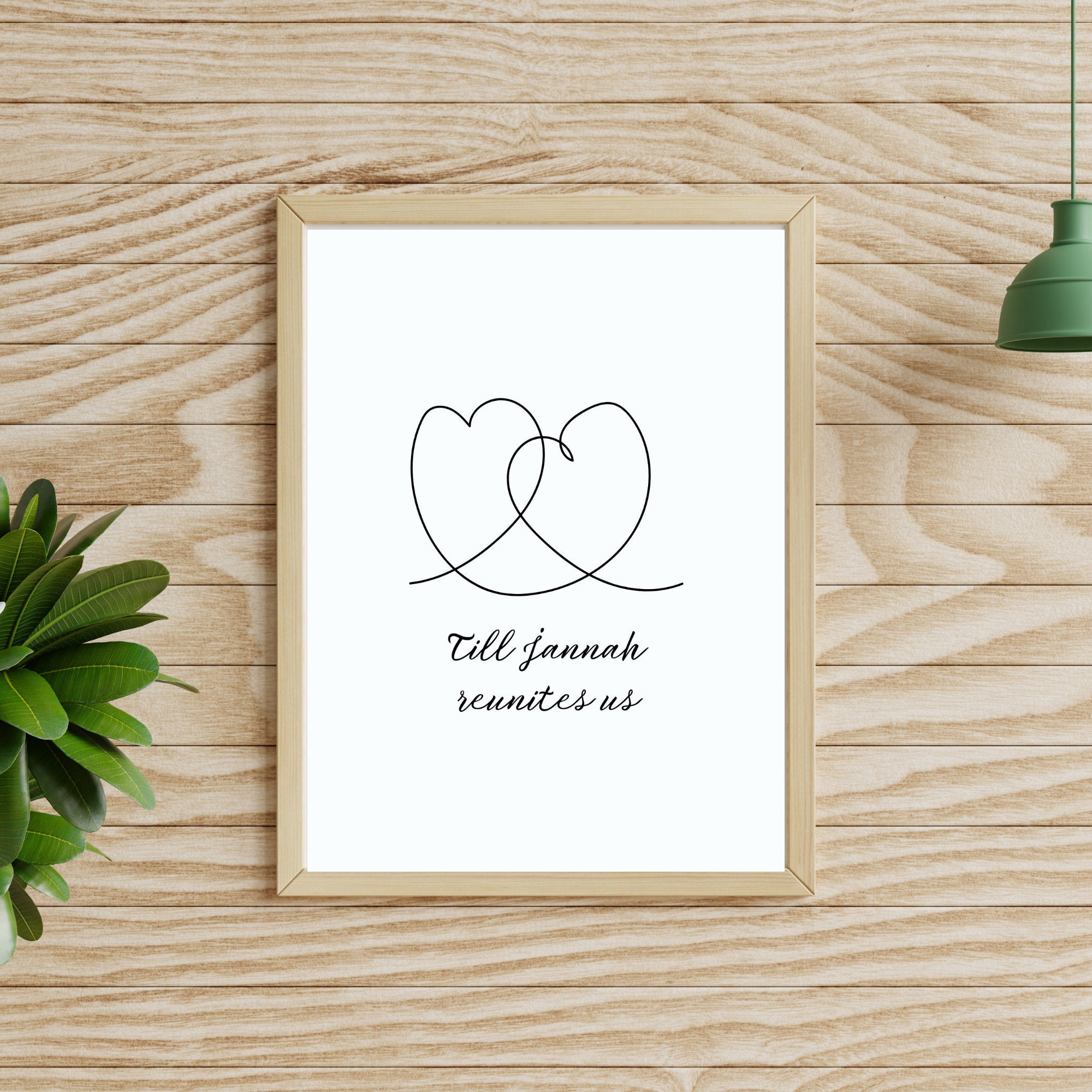 Till Jannah Reunites Us, Islamic Love Wall Art, Fine Line Heart ...