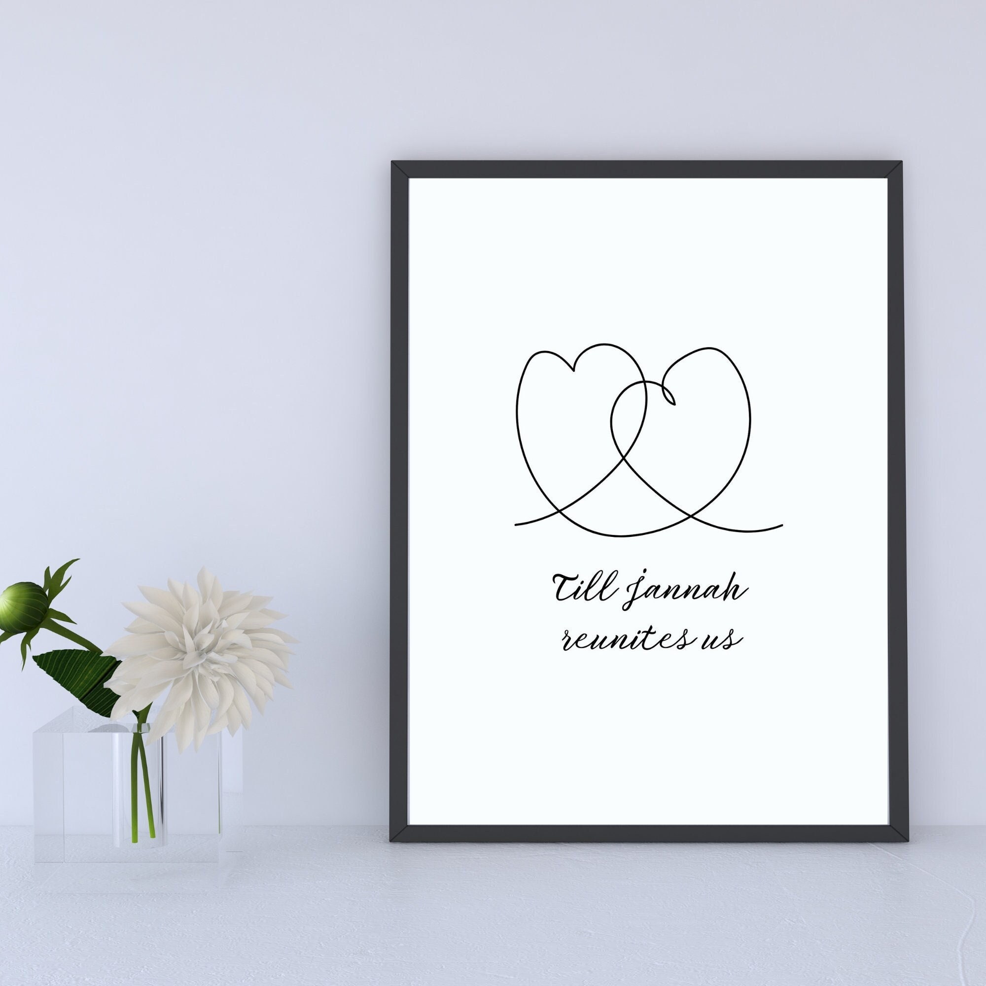 Till Jannah Reunites Us, Islamic Love Wall Art, Fine Line Heart ...