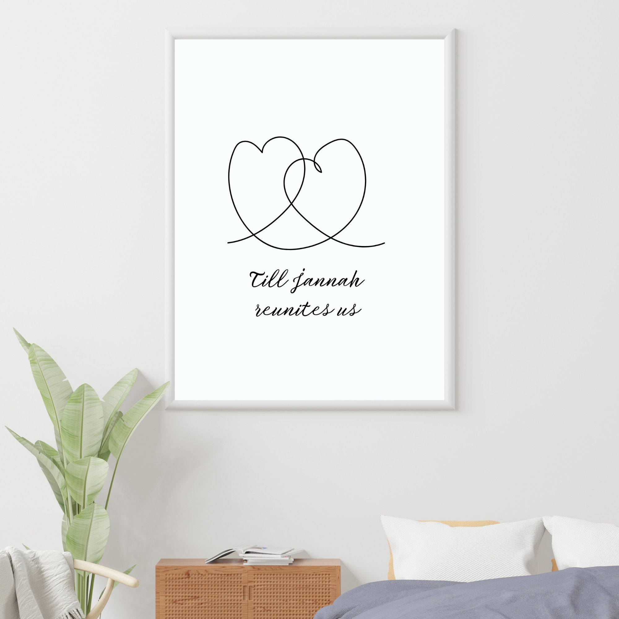 Till Jannah Reunites Us, Islamic Love Wall Art, Fine Line Heart ...