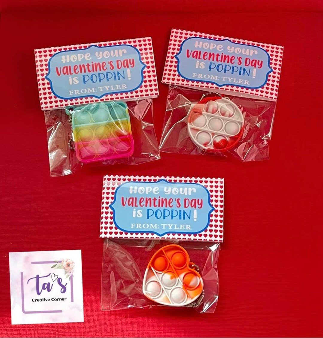 Personalized Valentine Pop-it Keychains, Valentines Favors, Fidget, Non ...