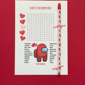 Among Us Valentine's Day Word Search Valentine's | Etsy