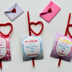 Red Heart Silly Straw Valentines Day Gifts for Kids Class Exchange ...