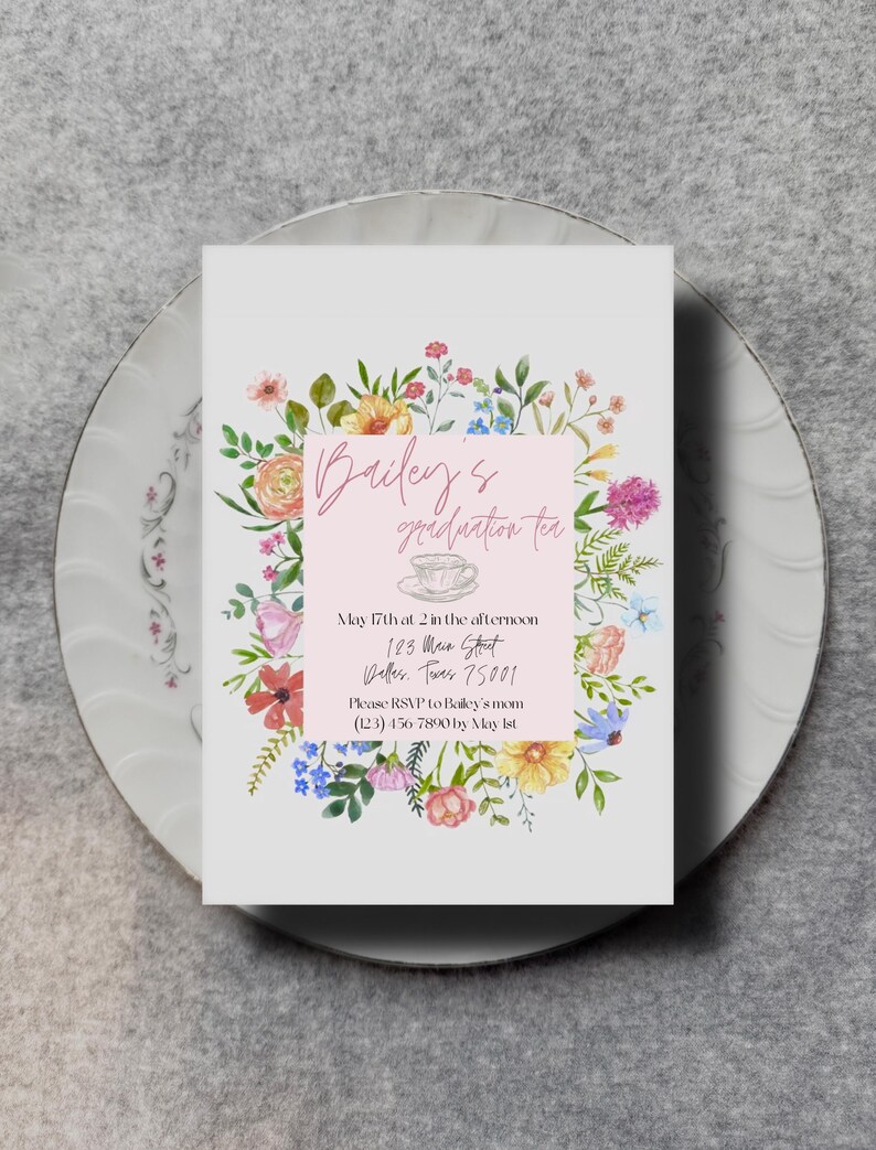 Birthday/graduation Tea Invitation Template - Etsy